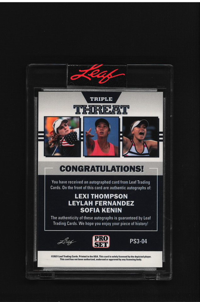 Lexi Thompson #/4 Leylah Fernandez TRIPLE AUTO Leaf Pro Set Autograph ...