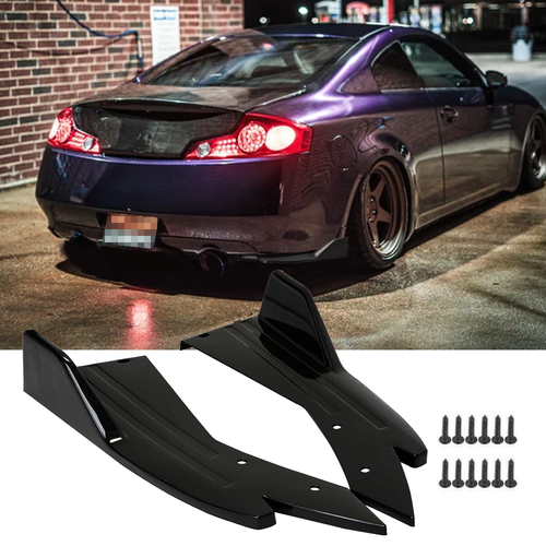 Glossy Black Rear Bumper Splitter Canard for 2007-15 INFINITI G35 G25 ...