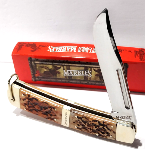 11.25" Large Marbles Jigged Bone Bowie Lockback Folder Folding Pocket Knife EDC | eBay