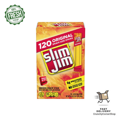 Slim Jim Original Gravity Feed Box 120 ct. Smoked Snack Meat Stick ...