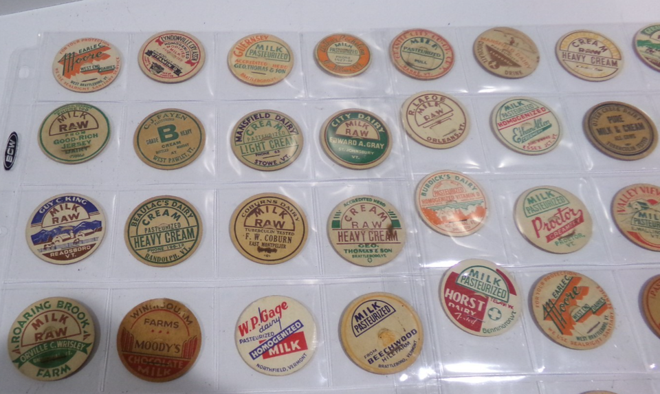 Large Coll. of Vintage Vermont Milk Caps & Dairy Lids, 95 Milk Caps +12 ...