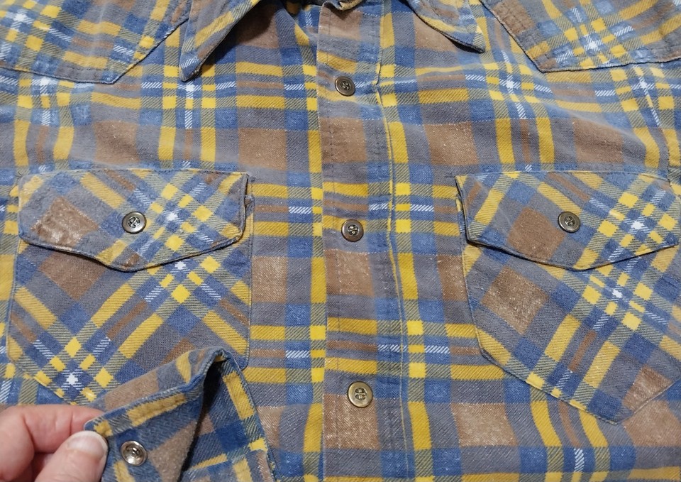 Vtg Sanforized Plaid Flannel Rockabilly Retro Western Shirt Men large ...