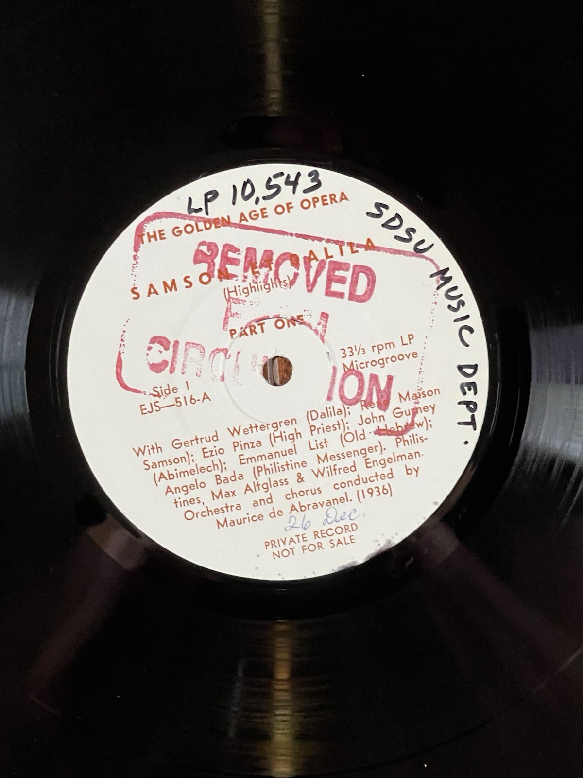 Samson Et Alila EJS516 Maurice de Abravanel 1936 The Golden Age of Opera LP | eBay