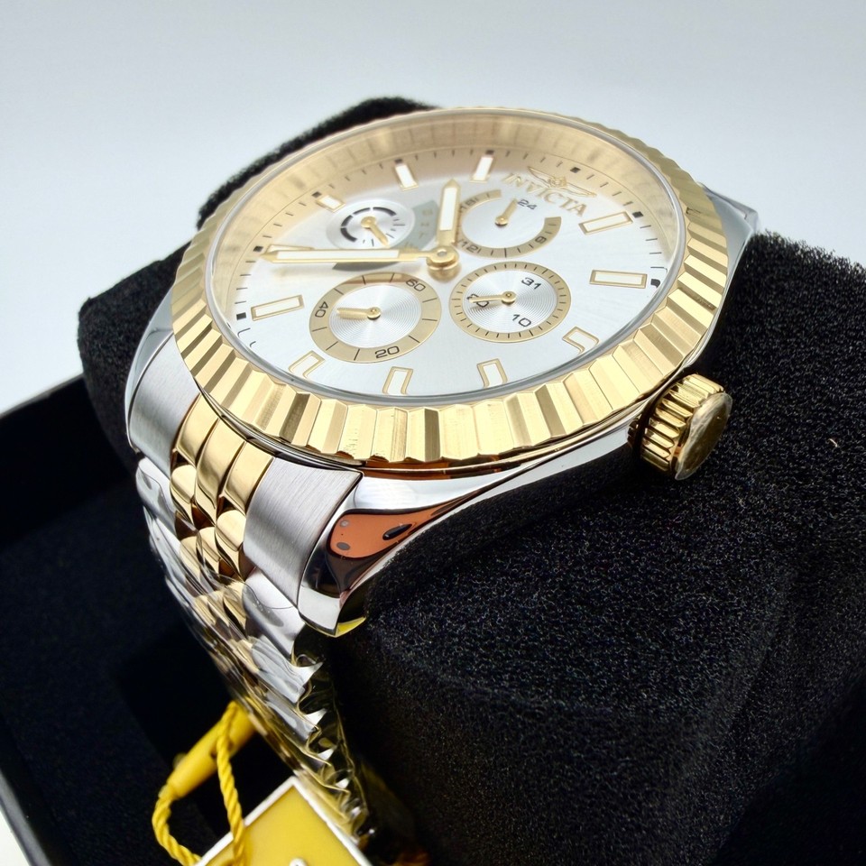 NEW Men's INVICTA Day-Date Gold Platinum Fluted Jubilee Stainless Steel ...