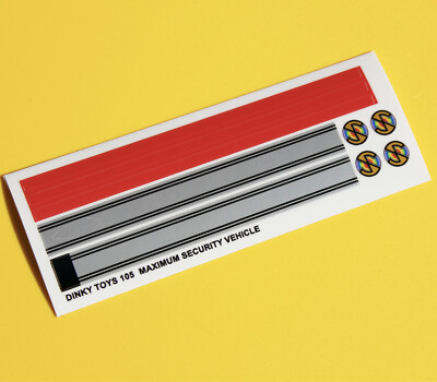 DINKY No. 105 MAXIMUM SECURITY VEHICLE Metallic sticker decal ...