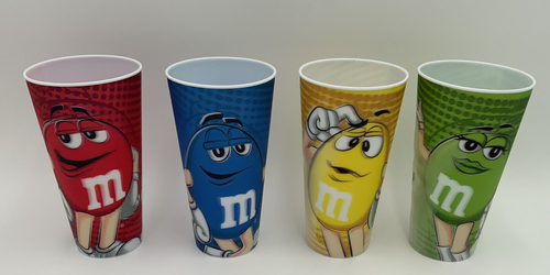 M&M's World Holographic 3D Drinking Cup; 4 (24 oz Cups) Red, Yellow ...