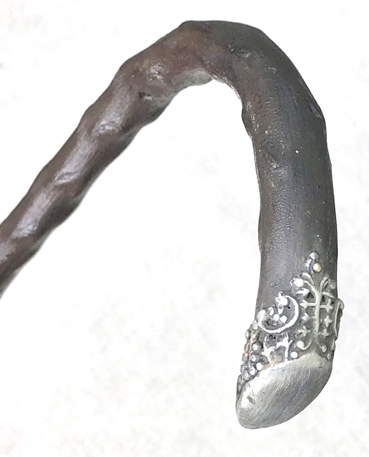Vintage Antique 1800’ Sterling Silver Shoe Nose Knobby Walking Stick ...