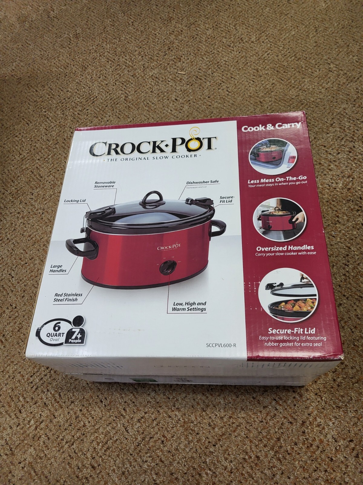 Crock-Pot SCCPVL600-R 6 Quart Slow Cooker - Red Stainless Steel for ...