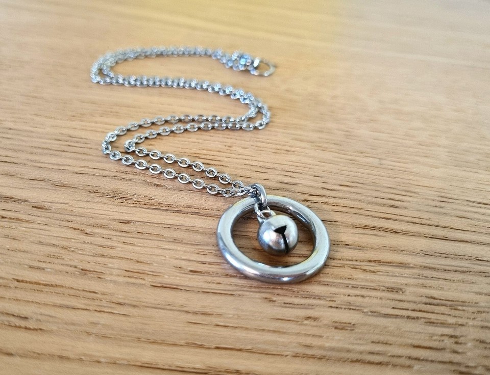 Eternity Bell Necklace BDSM Discreet Day Collar O-ring stainless steel ...