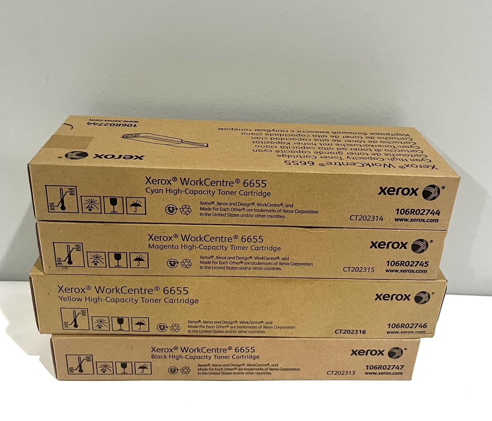 Xerox Work Centre 6655 High Capacity Toner Set of 4 CMYK 106R02744 -45 ...