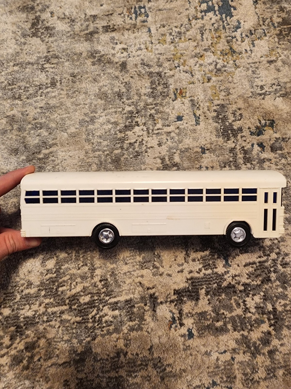 Vtg 10" Jimson #330 White Plastic Blue Bird School Bus Coin Bank Hong ...