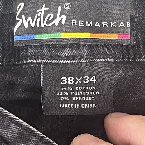 Switch Remarkable Jeans Mens 38X34 Black Slim Taper Fit Casual Stage ...