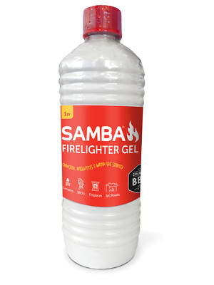 SAMBA Firelighter Gel 1L Safe Charcoal BBQ Fire Starter Non Spill ...