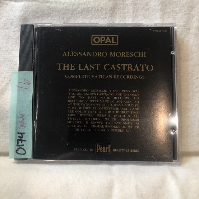 Moreschi - The Last Castrato (CD, Oct-1987, Pearl) for sale online | eBay