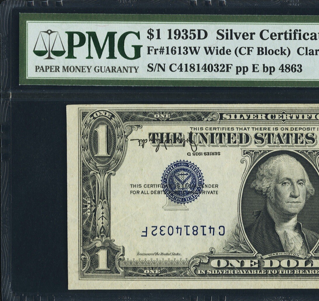 1935-D $1 Silver Certificate INVERTED PRINTING ERROR UNC 63 PMG SUPER ...