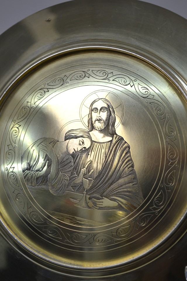 Nice Antique All Sterling Silver Paten for your Chalice, Jesus ...