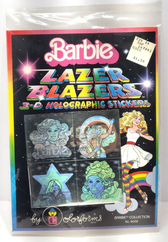 Vintage Colorforms Lazer Blazers 3-D Holographic Stickers #8602 Barbie ...