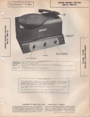 1949 AUDAR TELVAR BM-25 BMP-25 RECORD PLAYER AMPLIFIER SERVICE MANUAL ...