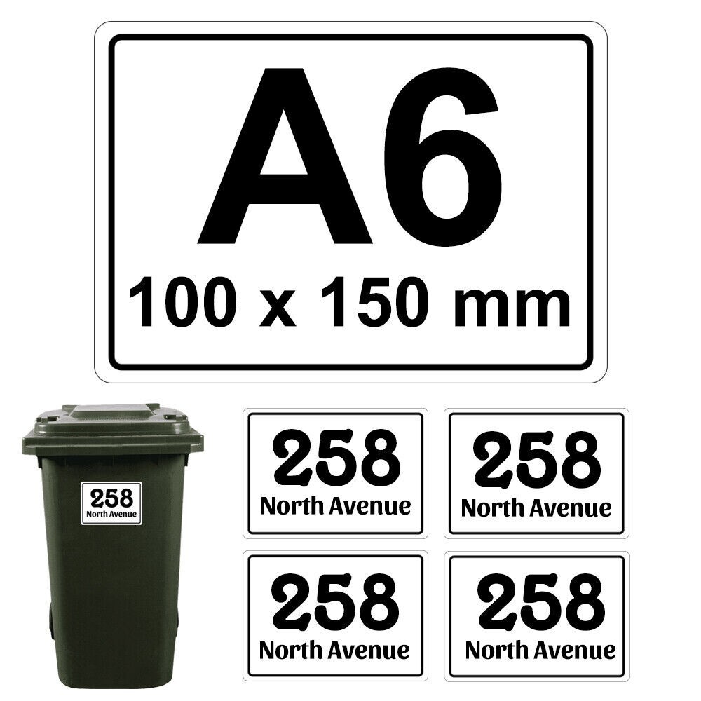 4x Personalised Bin Sticker Label for Wheelie Bins Vinyl Bin Numbers ...
