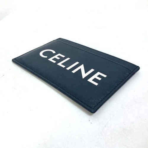 Celine Card Holder Logo Pass Case Business Leather Men'S Black Used | eBay