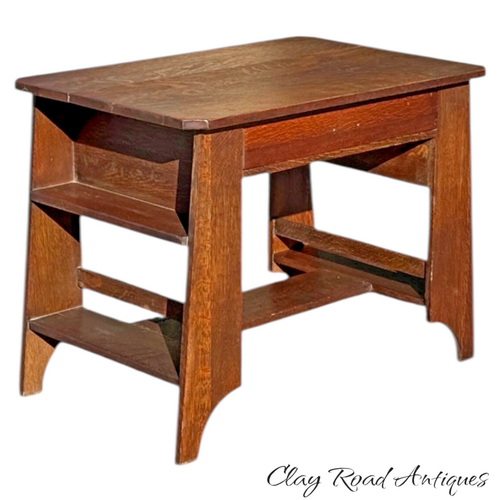 Antique tiger oak arts & crafts mission library table desk stickley ...