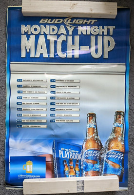 VTG ORIGINAL 28 X 20 2000s BUD LIGHT BUDWEISER BEER POSTER MONDAY NIGHT ...