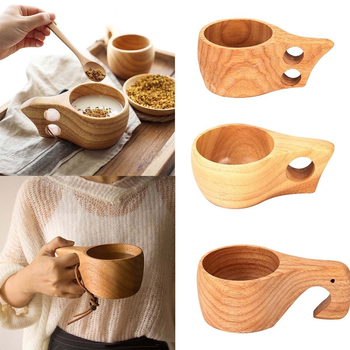 Wooden Handcraft Cup Milk Drinking Mug Wood Coffee Tea Beer Juice Milk ...