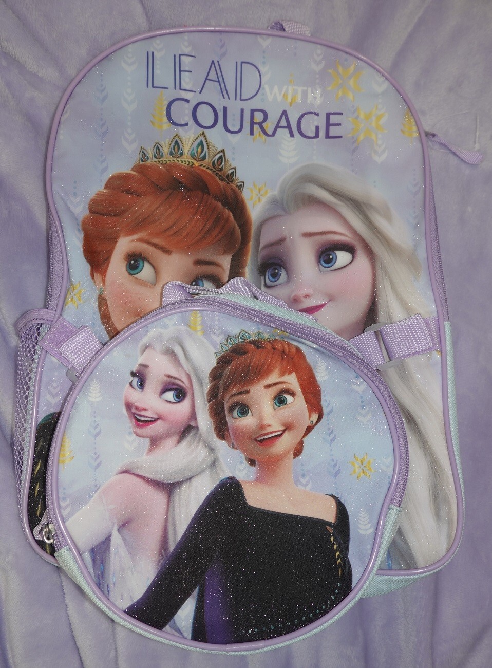 Bioworld DISNEY FROZEN Queen Anna & Elsa Backpack & Lunch Bag 17" x 12 ...