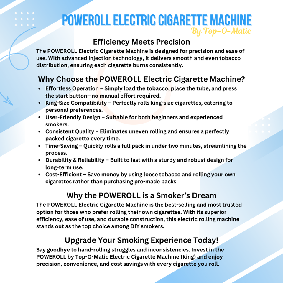 POWEROLL By Top-O-Matic Electric King Size Cigarette Machine Combo | eBay