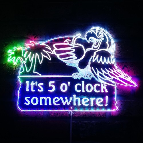 ADVPRO It's 5 O'Clock Somewhere Parrot RGB Dynamic Glam LED Sign st06 ...