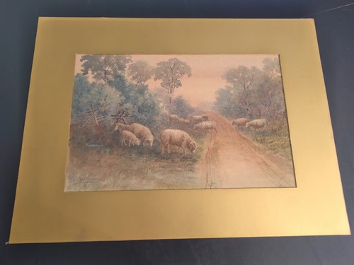 Antique Vintage TH Thomas Harrison Wilkinson Sheep Road Watercolor Art ...