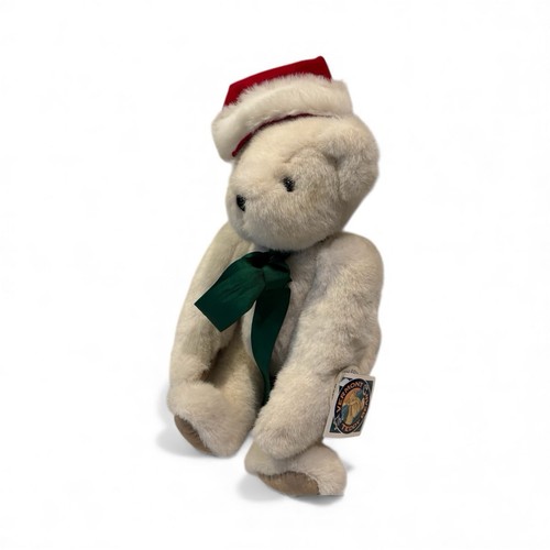 The Vermont Teddy Bear - 17" White Bear with Santa Claus Hat Fully ...