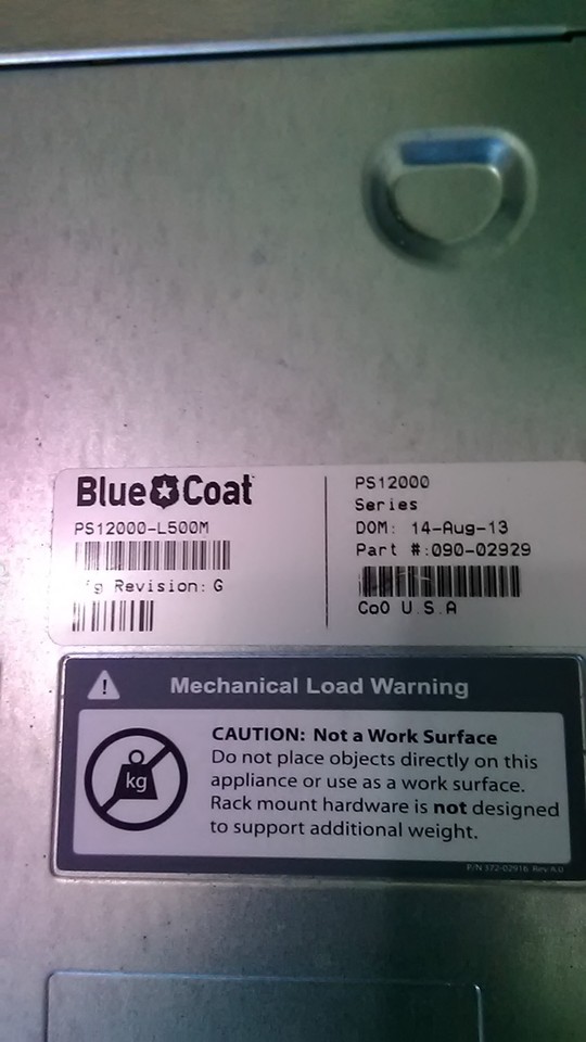 Blue Coat Packetshaper 12000 ISP 500Gb Shapping + 10Gbe Passthrough SR ...