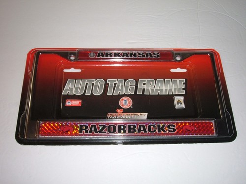 Arkansas Razorbacks Chrome Metal Laser Cut Glitter License Plate Frame ...