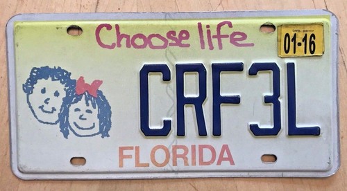 FLORIDA GRAPHIC AUTO LICENSE PLATE " CRF 3L " CHOOSE LIFE PRO BABY STOP ...