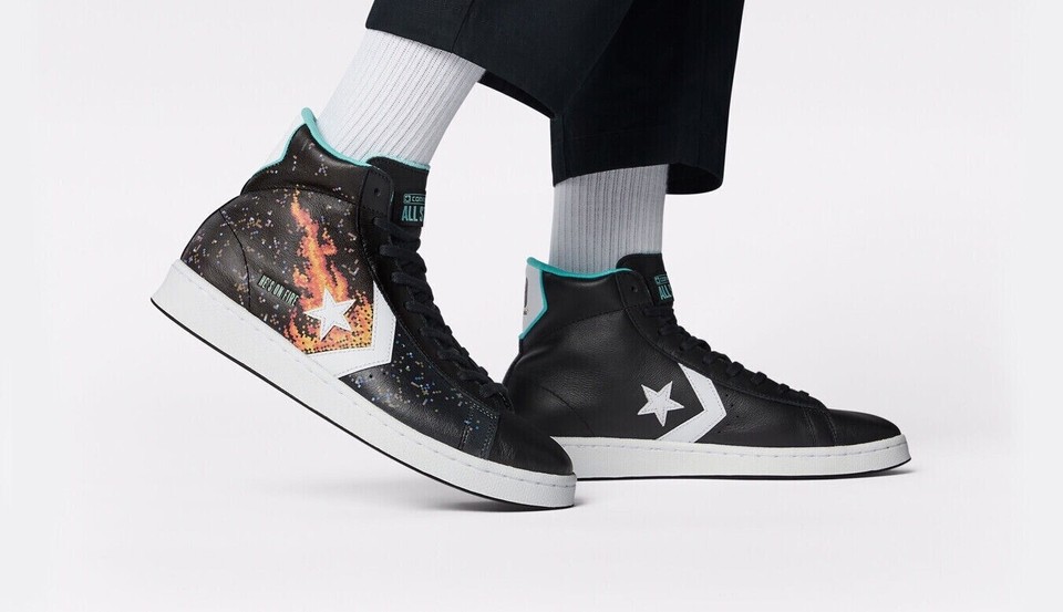 Women Converse All Star Pro Leather NBA Jam Shoes Size 7.5 Black White ...