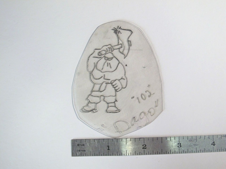 vtg 1960s 70s Tattoo Flash acetate stencil Cartoon Executioner signed ...