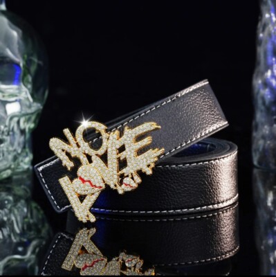 ICED "No Love" Fashion Belt Buckle with Black PU leather Belt | eBay