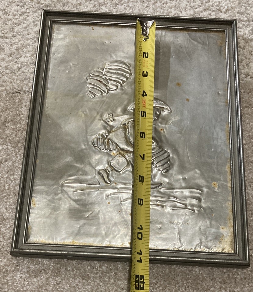 Set Of 2 Vintage Framed Copper And Tin Relief Wall Art Panels Of Asian ...