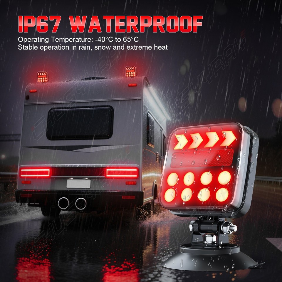 2Pcs-Wireless Magnetic LED Truck Tail Light Trailer Rear-Light-Signal ...
