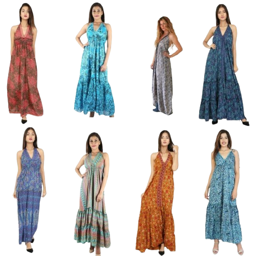 30 PC Lot Indian Silk Maxi Log Hippie Dress Festive Clothing Summer ...