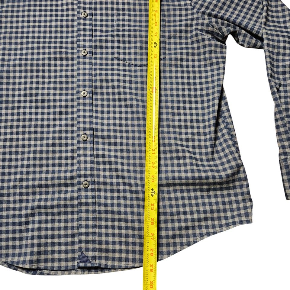 UNTUCKit Check Button Up Long Sleeve Shirt Mens XL Navy Polyester Blend ...