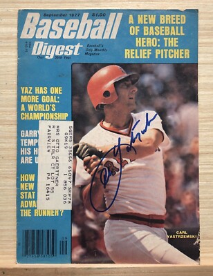YAZ carl yastrzemski 1977 Baseball Digest Boston Red Sox HOF Signed ...