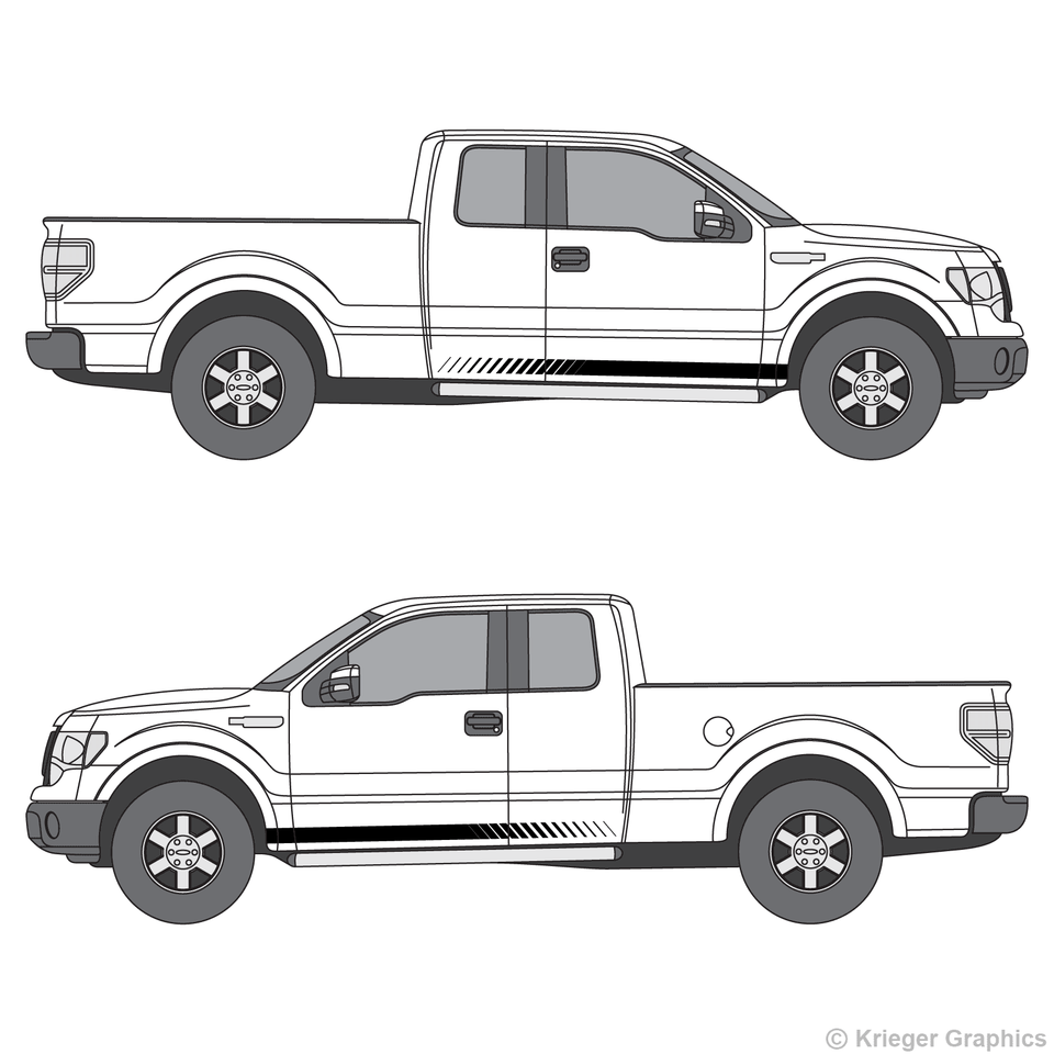 Faded Rocker Panel Racing Stripes 3M Vinyl Decal Kit for Ford F-150 F ...