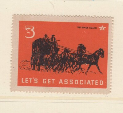 USA - Let's Get Associated Advertising Collector Stamp, Stage Coach ...