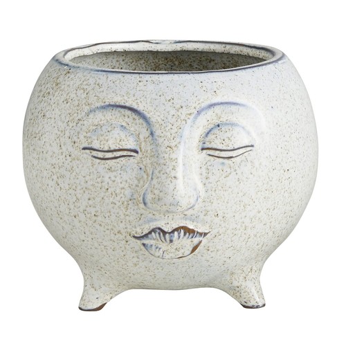 Speckled White Glazed Ceramic Planter Pot with Legs for Flowers ...