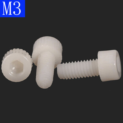 M3 x 0.5mm White Plastic Nylon Socket Head Caps Screws Metric DIN 912 ...