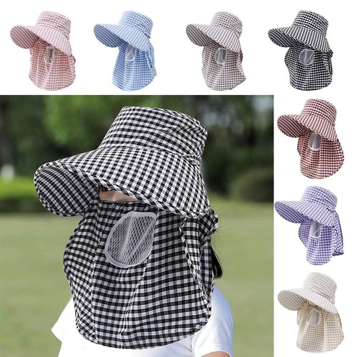 Wide Brim Women Hats Sun Protection Face Cover Cap New Garden Work Hats ...