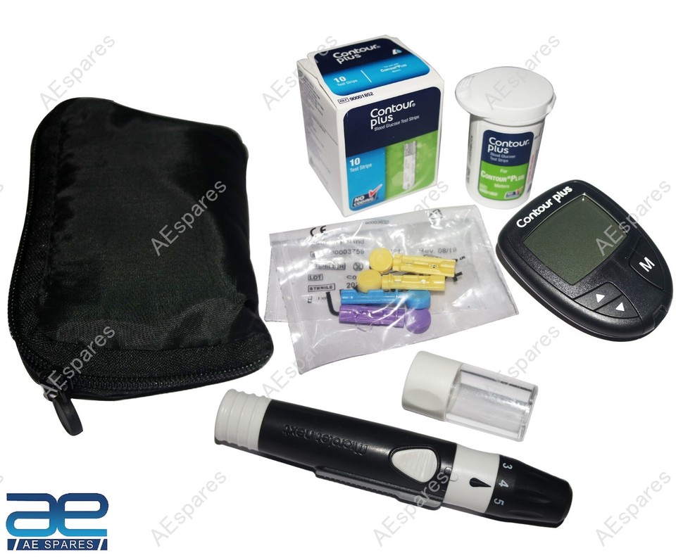 Contour Plus Blood Glucose Diabetic Testing Monitor System + Test ...