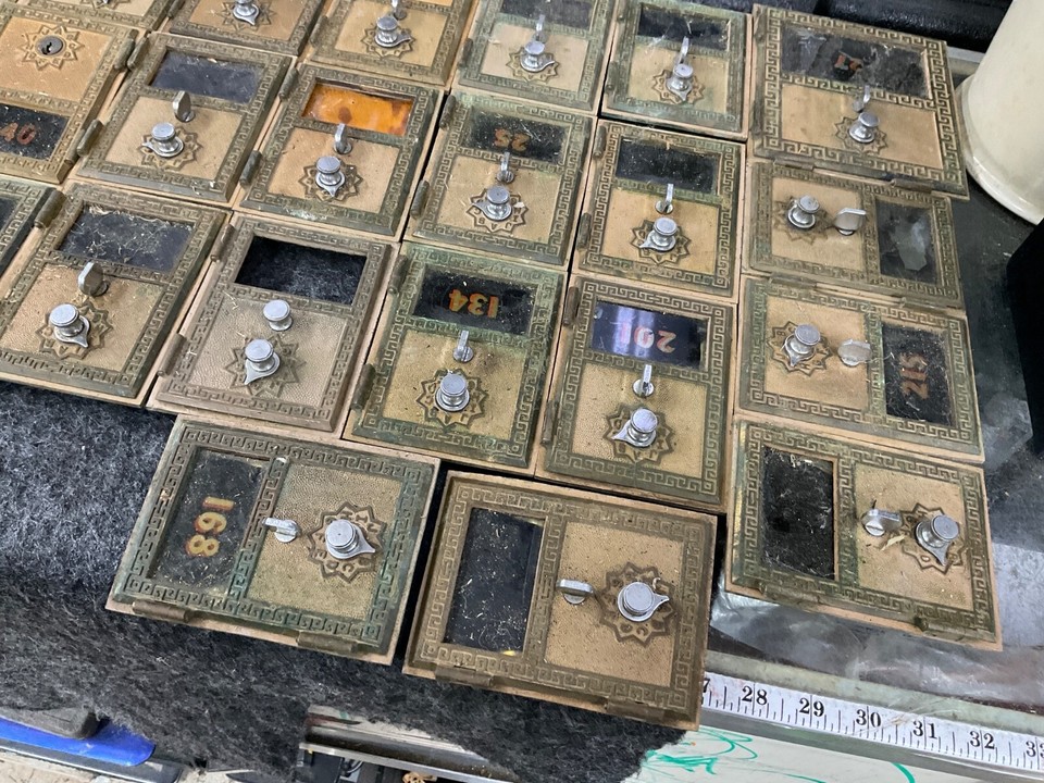Vintage Antique Brass US Post Office Mailbox Doors Combination Lock Lot ...